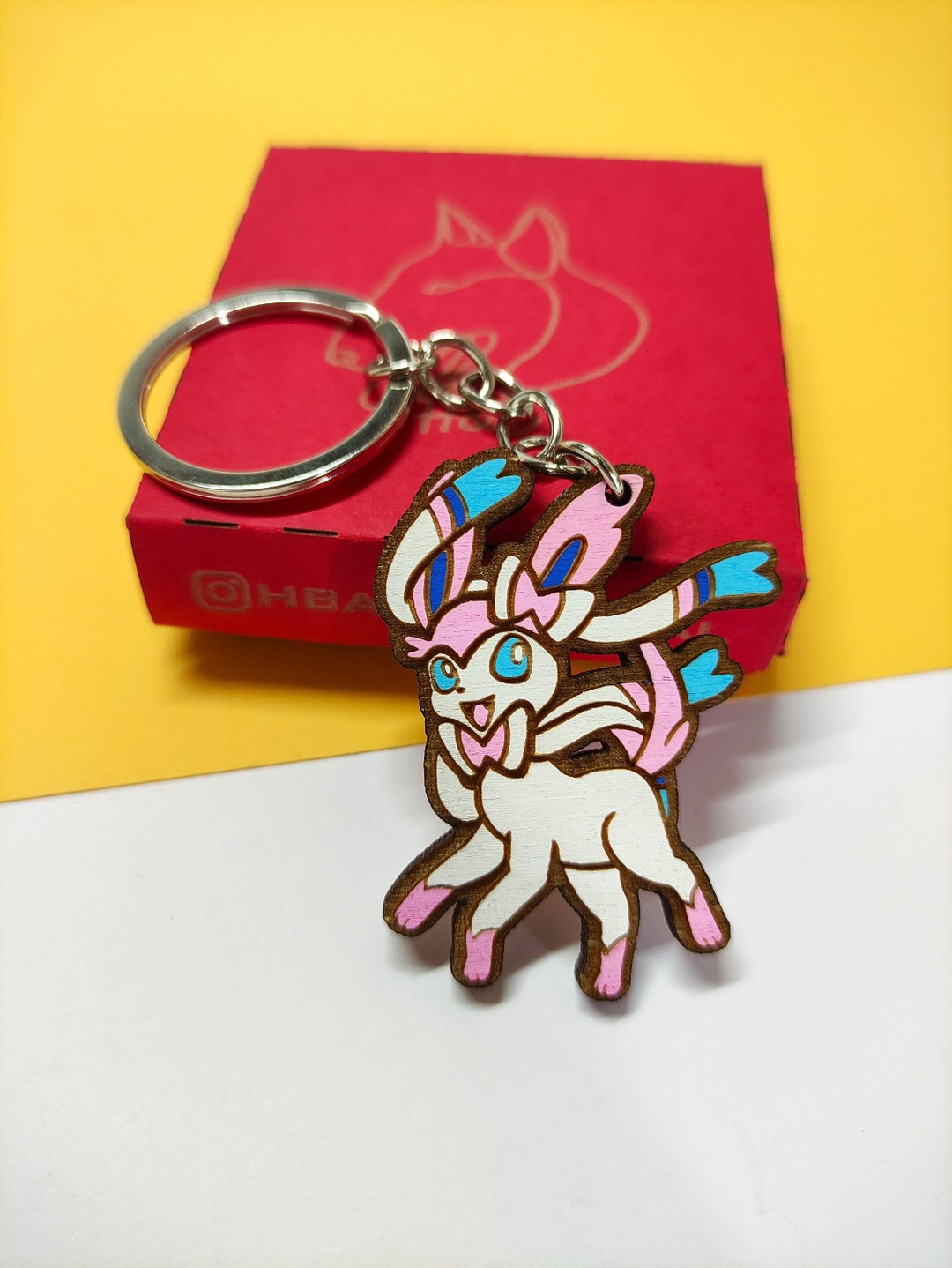 Pokémon Wooden Keychain, Sylveon, Personalized Anime Gift, Geek ...