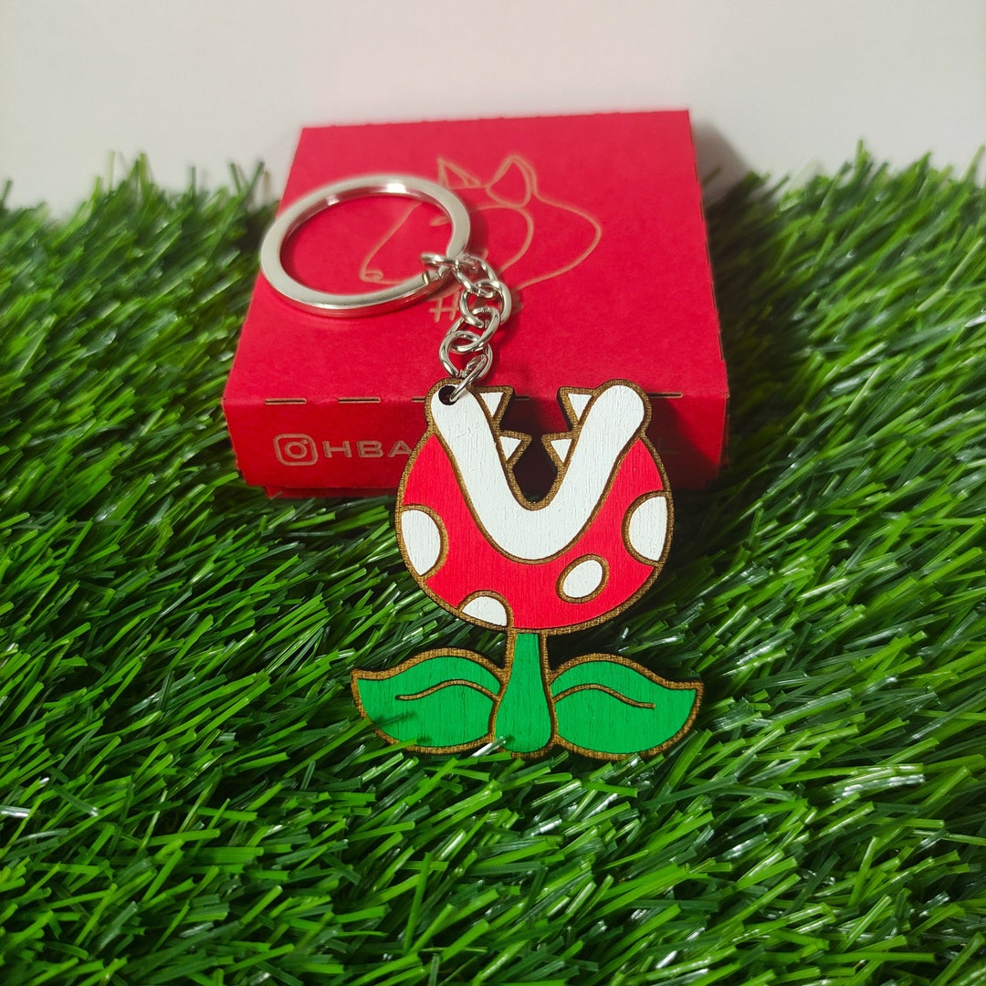 Super Mario Wooden Keychain, Yoshi, Mushroom, Piranha Plant, Mystery ...