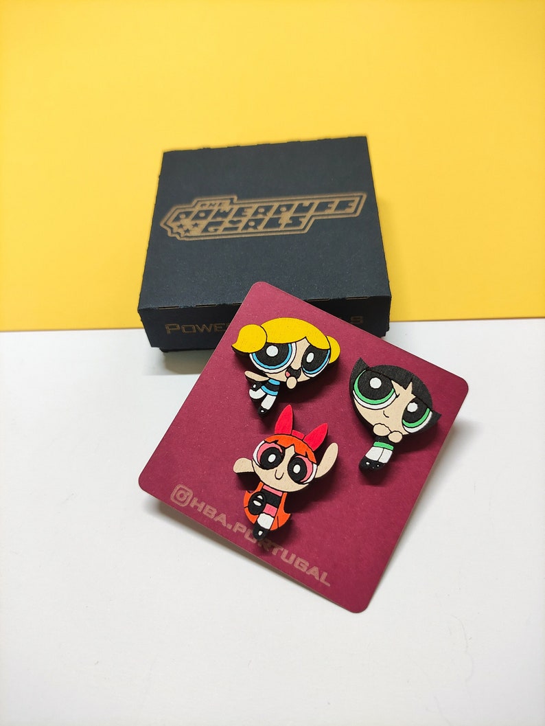 Powerpuff Girls Wooden Pins Blossom Bubbles Buttercup Gift - Etsy