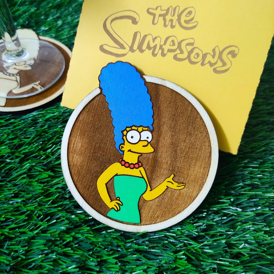Colorful Wooden Coasters of the Simpsons, Marge, Unique Gift, Geek ...