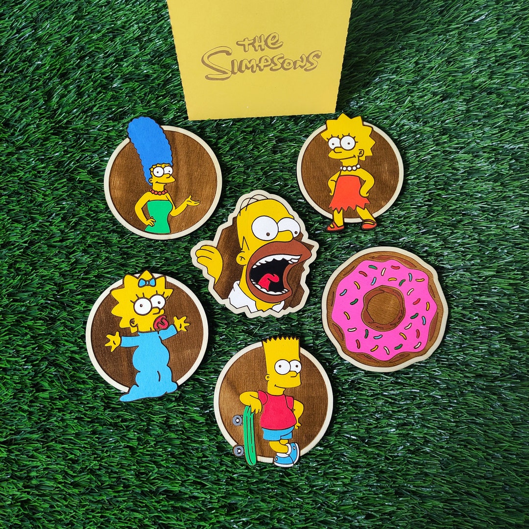Set of 6 Colorful Wooden Simpsons Coasters Homer Marge - Etsy UK