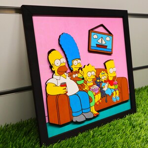 Wooden 3D Simpsons Wall Frame, Simpsons Family on the Couch, Nerd and ...
