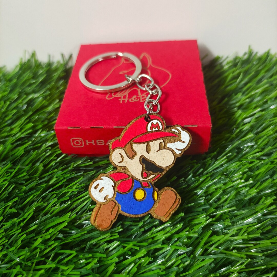 Super Mario Wooden Keychain, Yoshi, Mushroom, Piranha Plant, Mystery ...