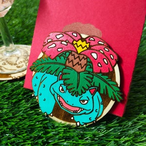 Set of 4 Colorful Wooden Pokémon Coasters, Bulbasaur, Ivysaur, Venusaur ...