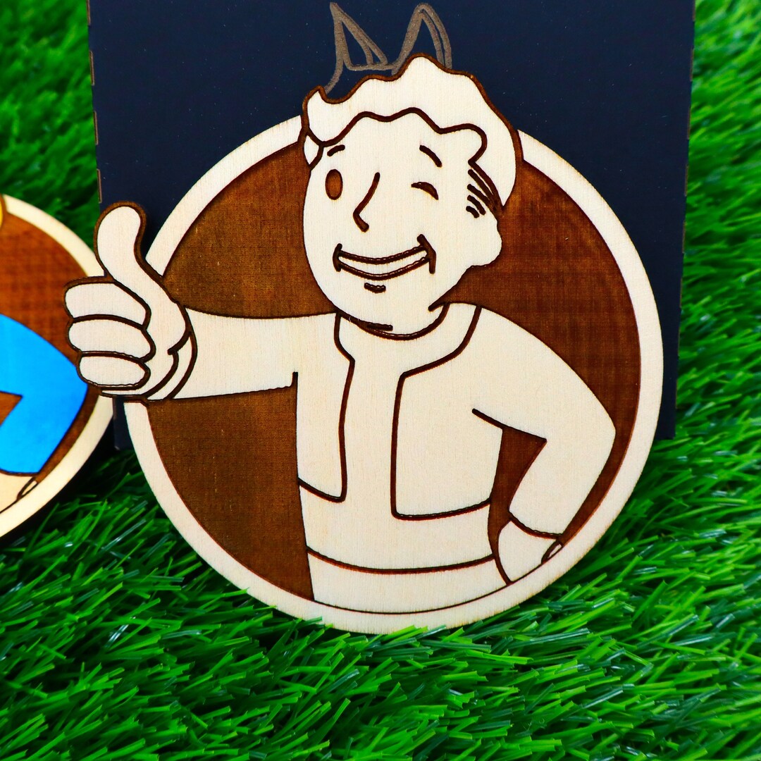 Wooden Fallout Coasters, Vault Boy, Geek Gift, Home Decor, Nerd ...