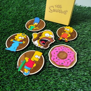 Colorful Wooden Coasters of the Simpsons Lisa Unique Gift - Etsy