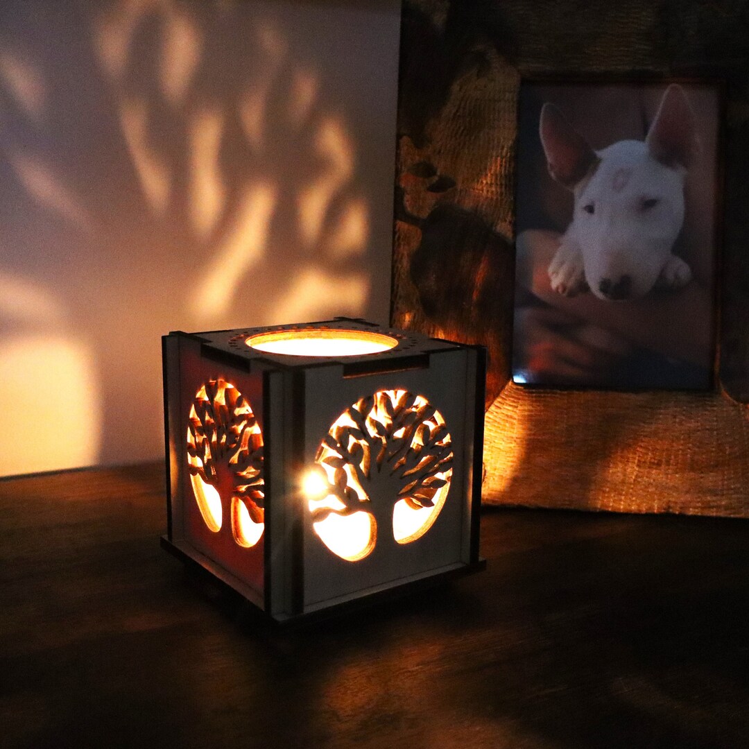 Wooden Tree of Life Tealight Shadow Lantern, Candle Holder, Handmade ...