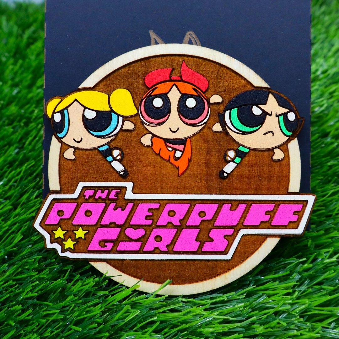 Wooden Powerpuff Girls Colored Coasters, Blossom, Bubbles, Buttercup ...