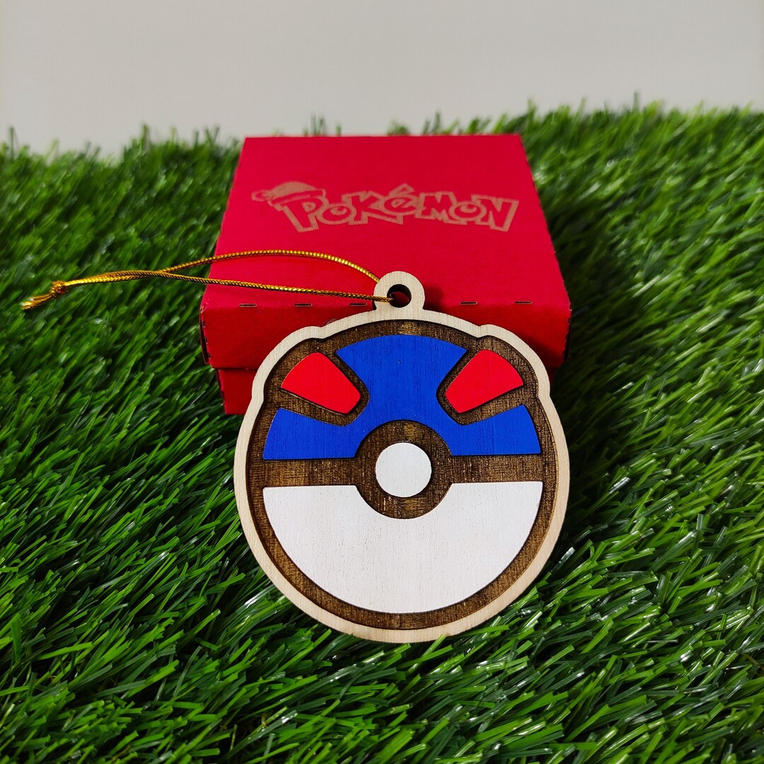 Wooden Poké Balls Christmas Ornaments, Great Ball, Pokémon Colorful ...