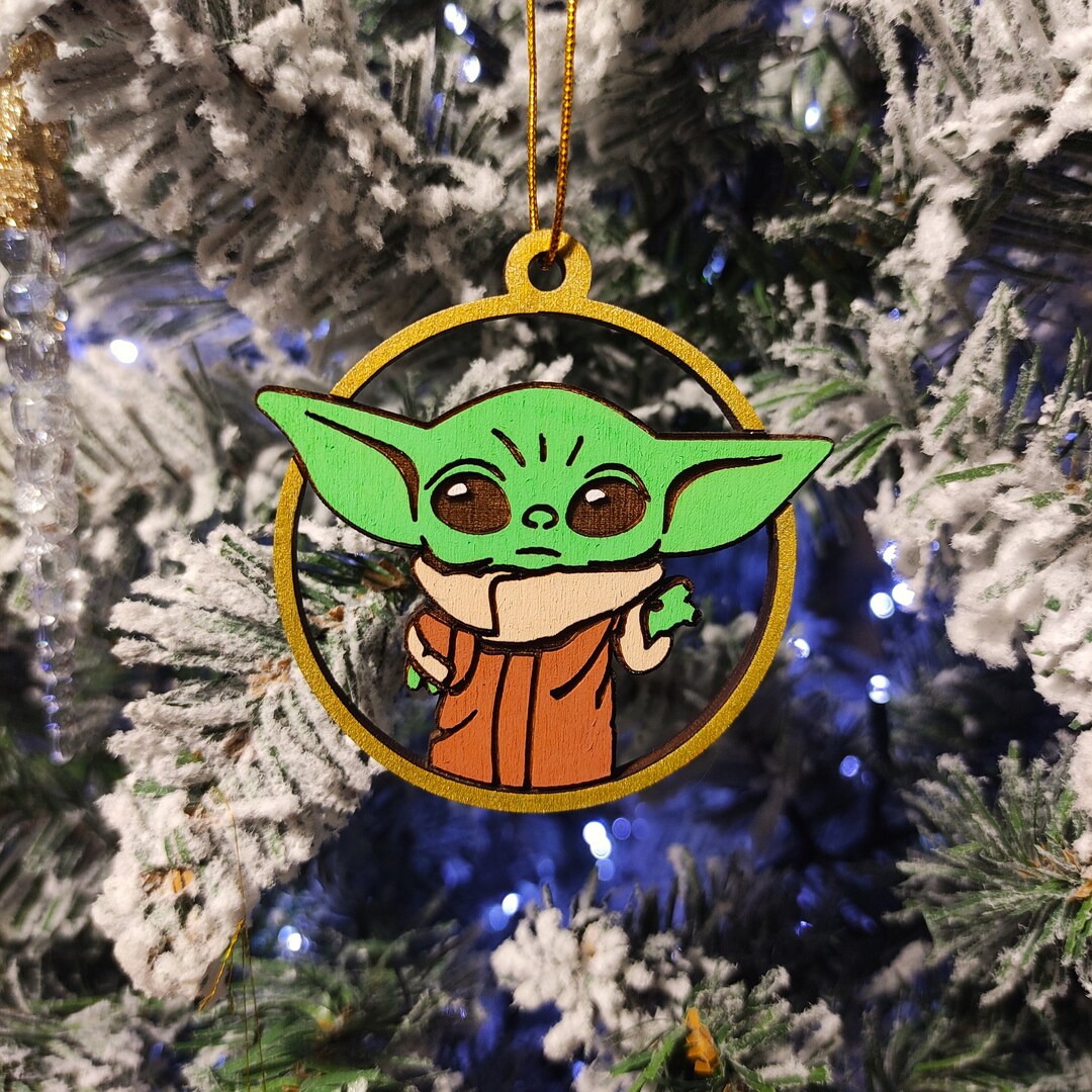 Wooden Baby Yoda Christmas Ornaments Colorful Geek Gift Xmas - Etsy