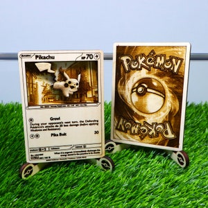 Wooden Pokémon TCG 3D Card, Pikachu, Custom Anime Gift, Geek, Home ...