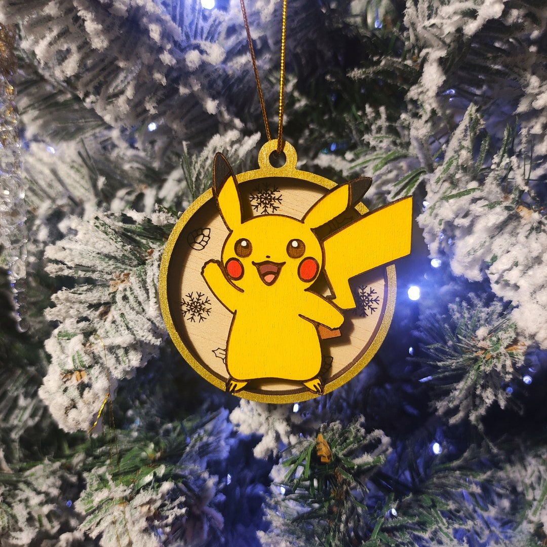 Wooden Pokémon Christmas Ornaments, Pikachu, Colorful Geek Gift, Xmas ...