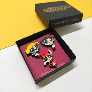 Powerpuff Girls Wooden Pins, Blossom, Bubbles, Buttercup, Gift for Her ...