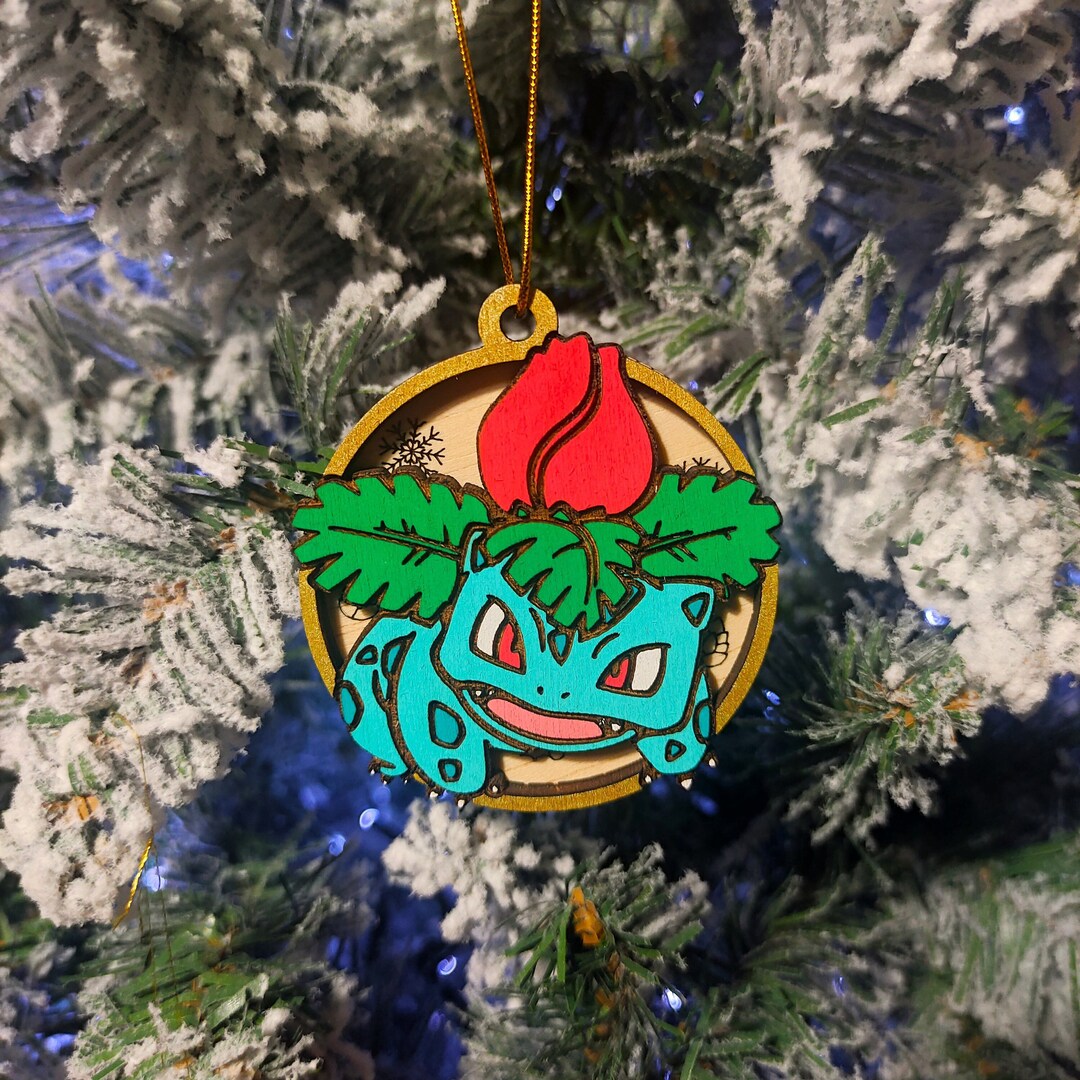 Wooden Pokémon Christmas Ornaments Ivysaur Colorful Geek - Etsy