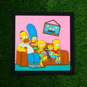 Wooden 3D Simpsons Wall Frame, Simpsons Family on the Couch, Nerd and ...