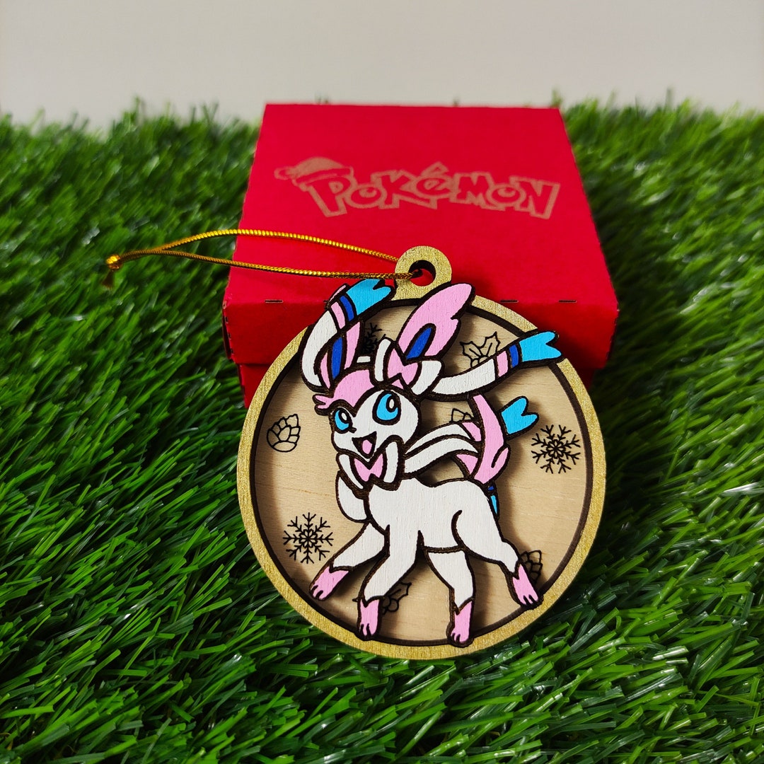 Wooden Pokémon Christmas Ornaments Sylveon Colorful Geek - Etsy