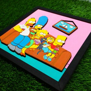 Wooden 3D Simpsons Wall Frame, Simpsons Family on the Couch, Nerd and ...
