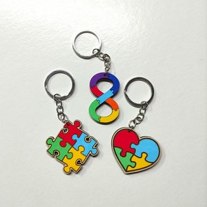 Wooden Autism Keyring, Neurodiversity Symbol Keychain, Autistic Pride ...