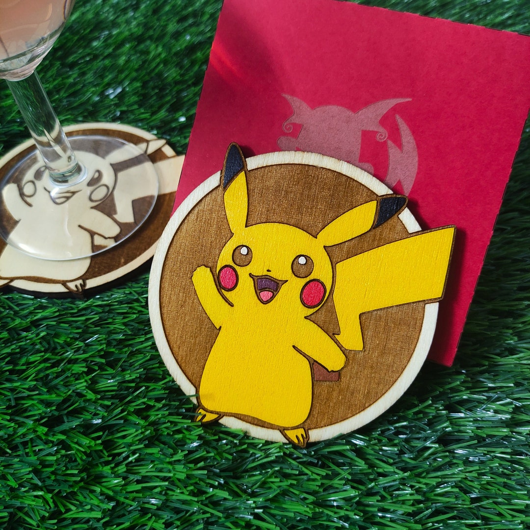 Colorful Pokémon Wooden Coasters, Pikachu, Unique Gift, Geek Decoration ...
