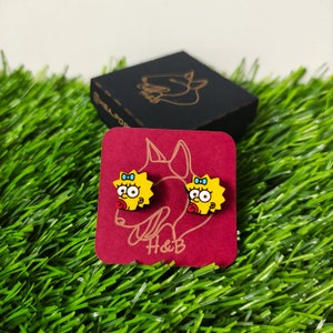 Set of 3 Wooden Earrings of the Simpsons, Lisa, Bart, Maggie, Colorful ...