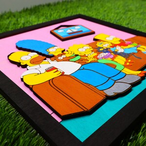 Wooden 3D Simpsons Wall Frame, Simpsons Family on the Couch, Nerd and ...