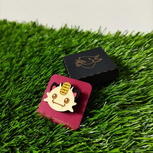 Wooden Pokémon Pin, Meowth, Custom Anime Gift, Geek, Colorful ...