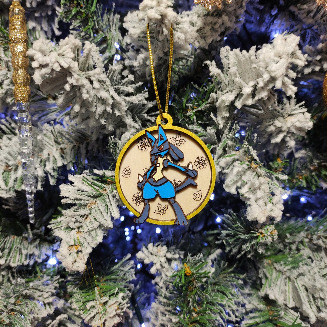 Wooden Pokémon Christmas Ornaments, Lucario, Colorful Geek Gift, Xmas ...