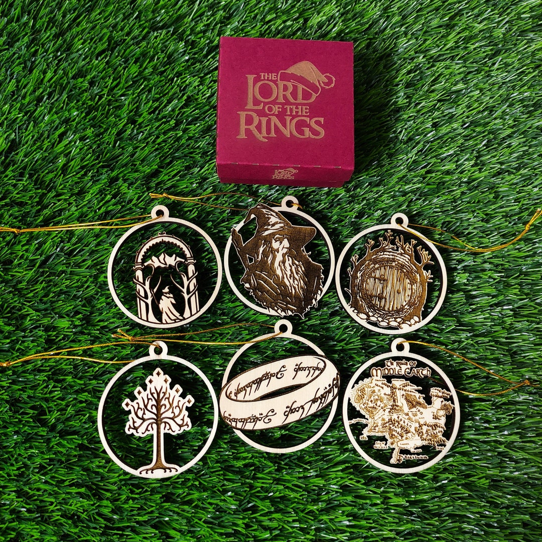 Set of 6 Wooden Lord of the Rings Christmas Ornaments, Geek Gift, Xmas ...