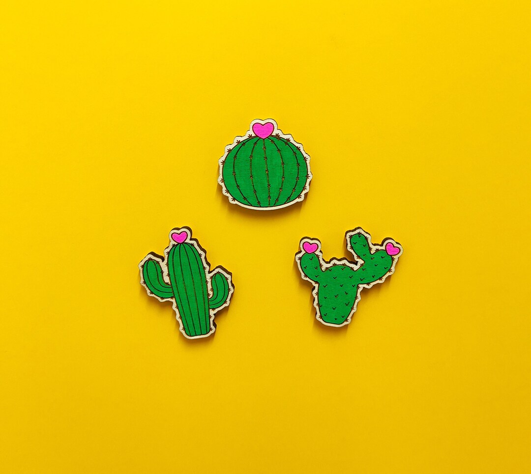 Wooden Cactus Fridge Magnets Personalized Gift Home and - Etsy