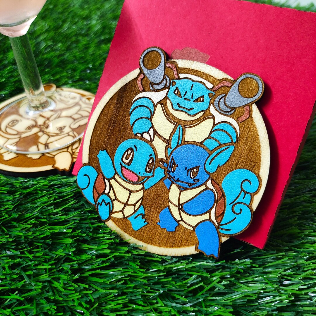Colorful Wooden Pokémon Coaster, Squirtle, Wartortle, Blastoise, Unique ...