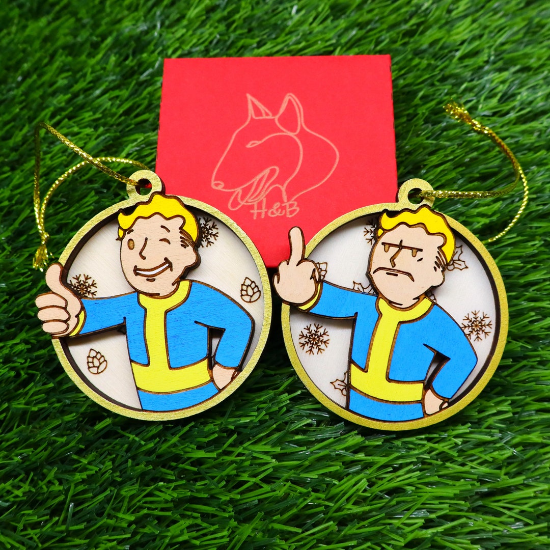 Wooden Fallout Christmas Ornaments, Mad Vault Boy, Colorful Geek Gift ...