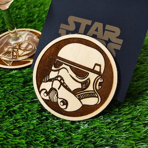 Set of 6 Star Wars Wooden Coasters, R2-D2, BB-8, C-3PO, Chewbacca ...