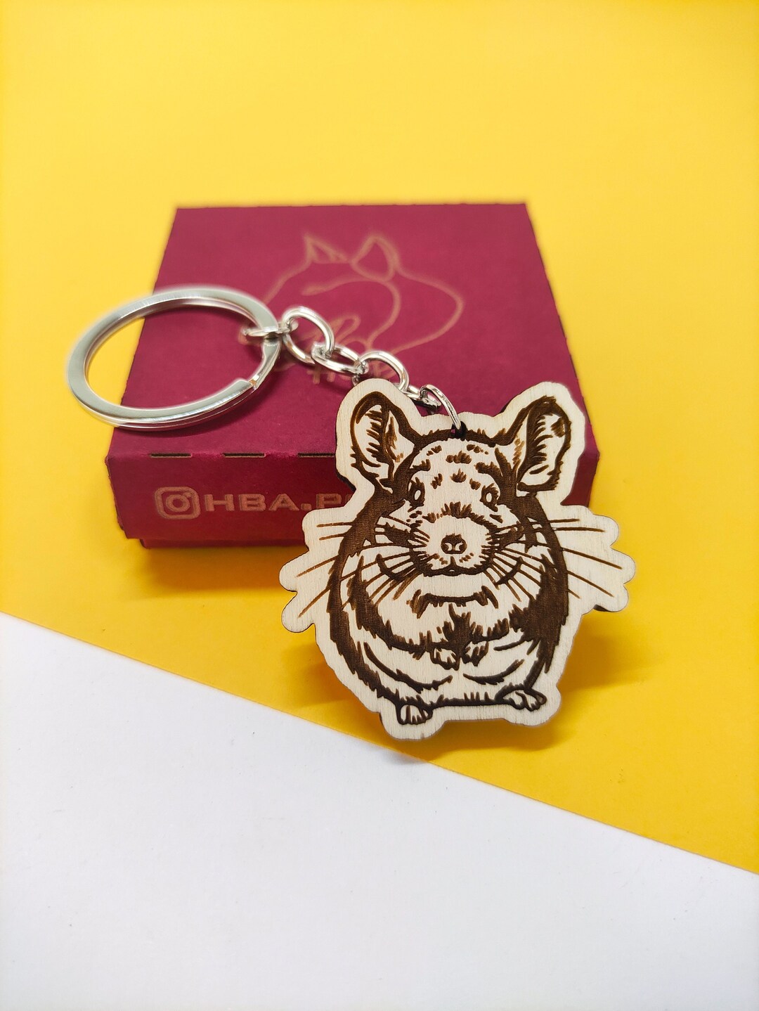 Wooden Chinchilla Keychain, Custom Keychain, Birthday Gift, Friends ...