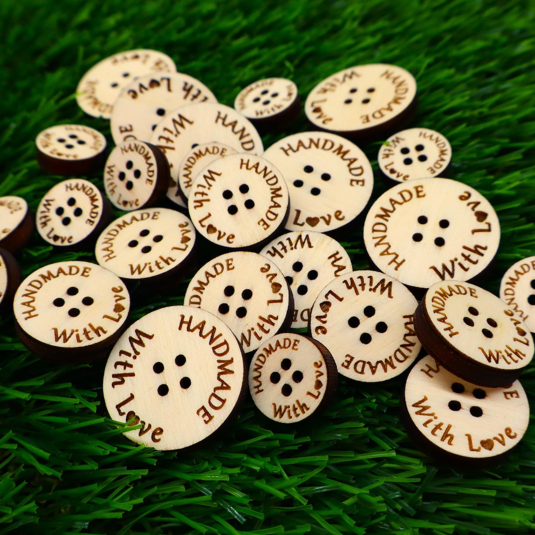 Personalized Wooden Buttons, Custom Engraved Wood Buttons for Knitting ...
