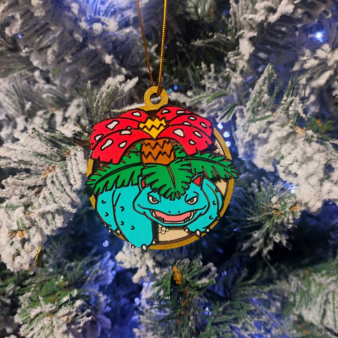Wooden Pokémon Christmas Ornaments Venusaur Colorful Geek - Etsy
