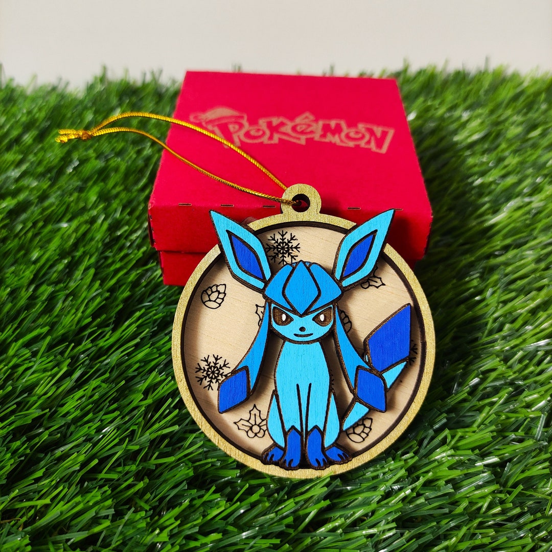 Wooden Pokémon Christmas Ornaments Glaceon Colorful Geek - Etsy