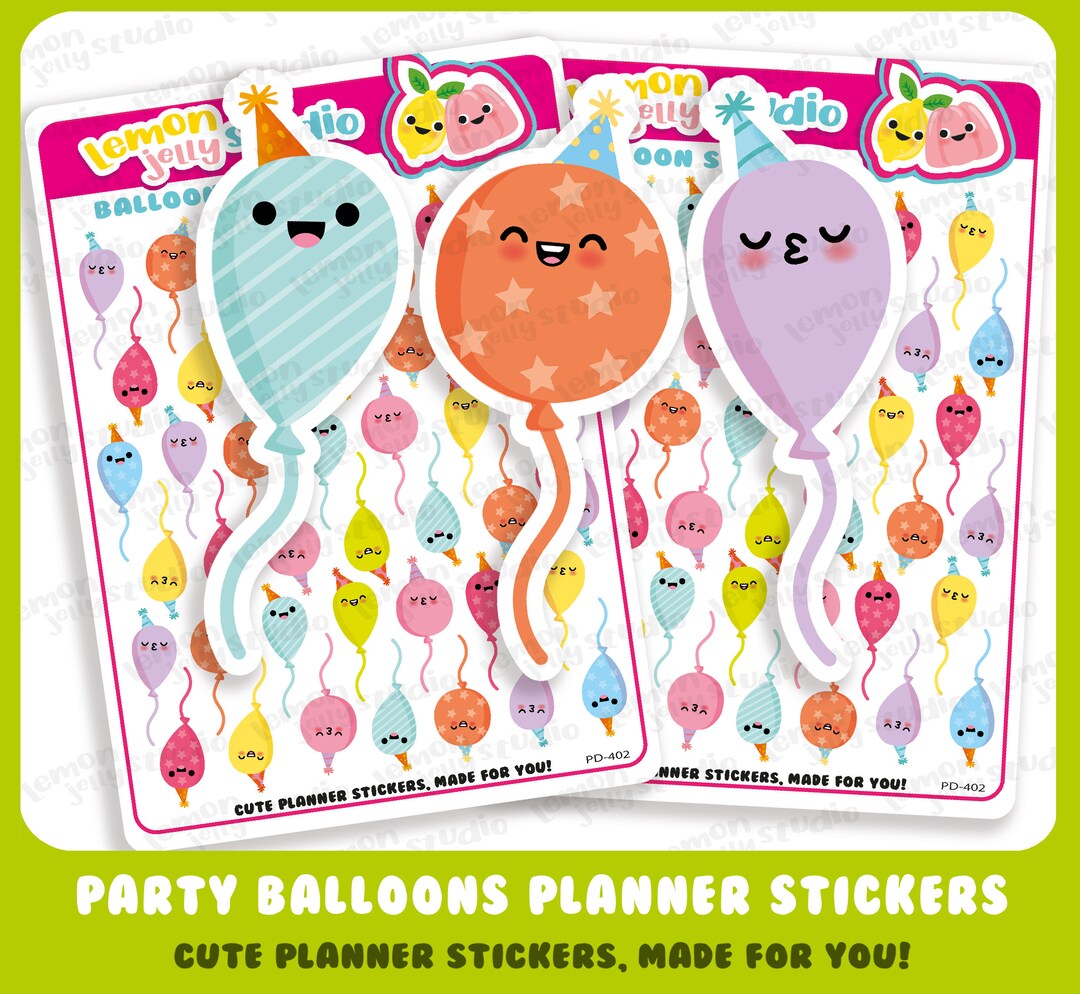 42 Cute Party Balloons Planner Stickers - Etsy