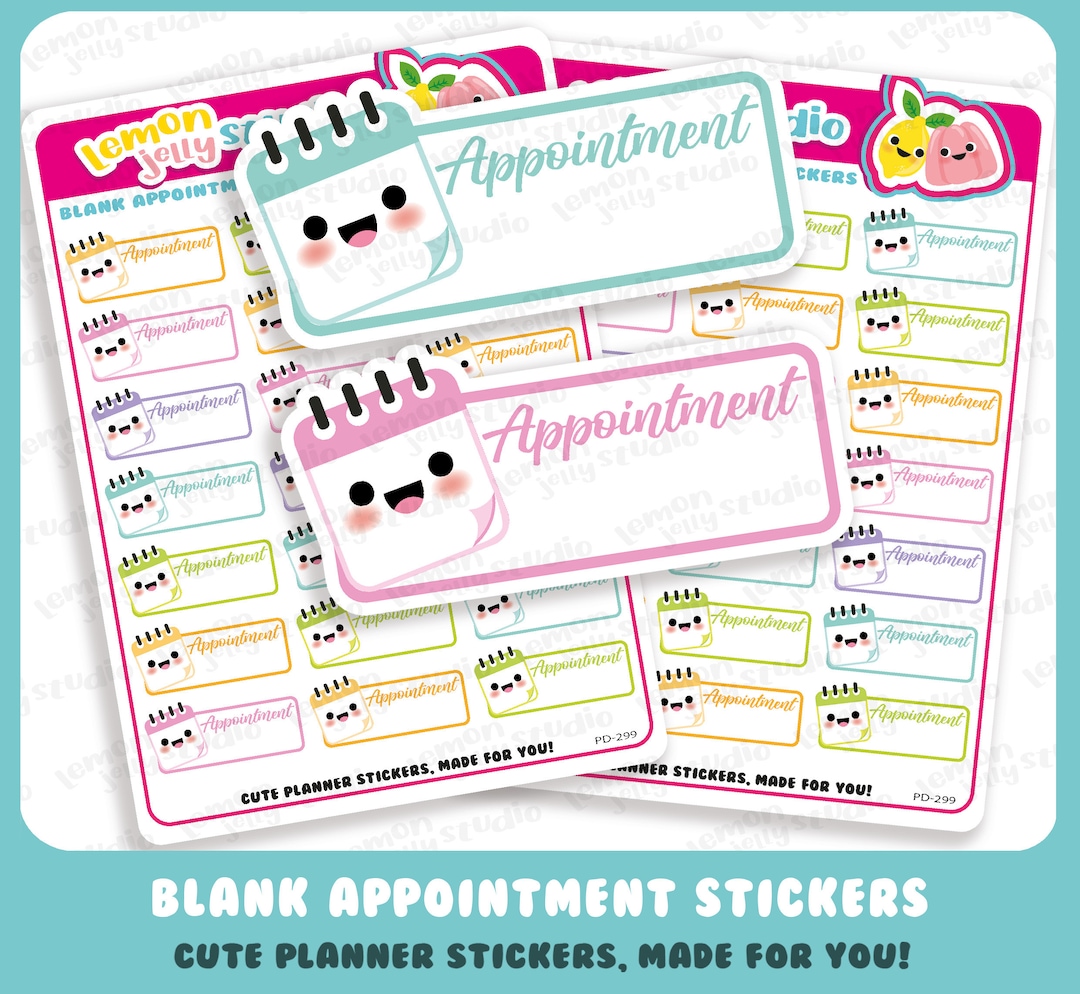 21 Cute Blank Appointment/reminder Quarter Box Planner Stickers - Etsy
