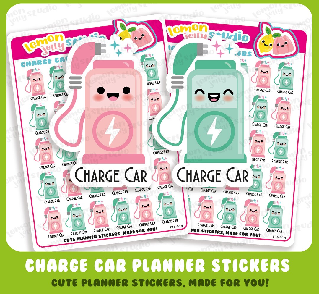30 Cute Charge Car/electric/battery Planner Stickers - Etsy