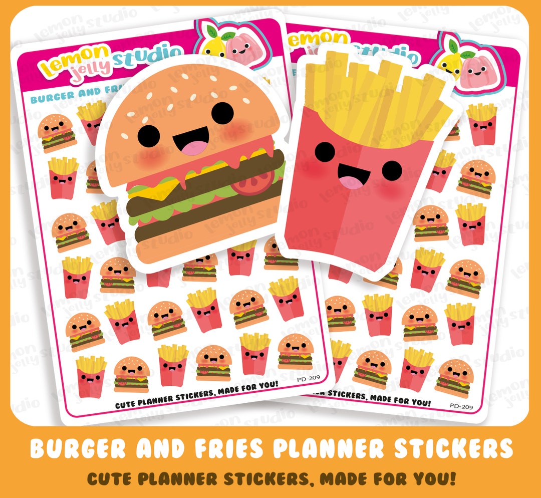 36 Cute Burger and Fries/fast Food Planner Stickers - Etsy