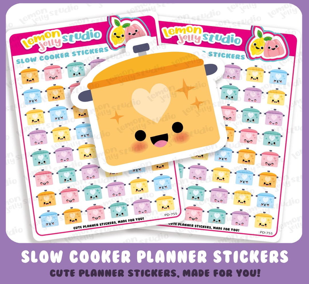 48 Cute Slow Cooker/cooking Pot/meal Prep Planner Stickers - Etsy