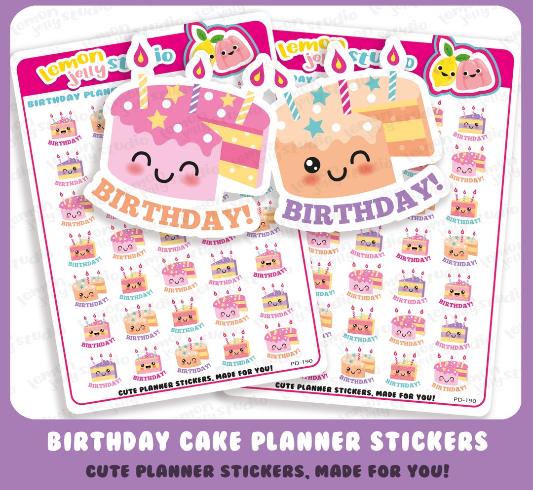 35 Cute Birthday Cake Planner Stickers - Etsy