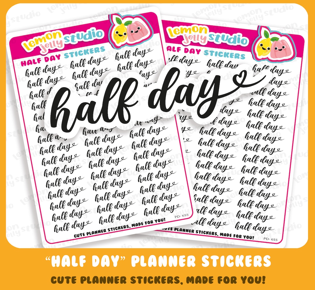 45 "half Day" Words Diary/calendar/planner Stickers - Etsy