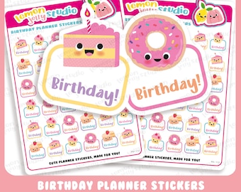 40 Cute Birthday Cake 2 Planner Stickers - Etsy