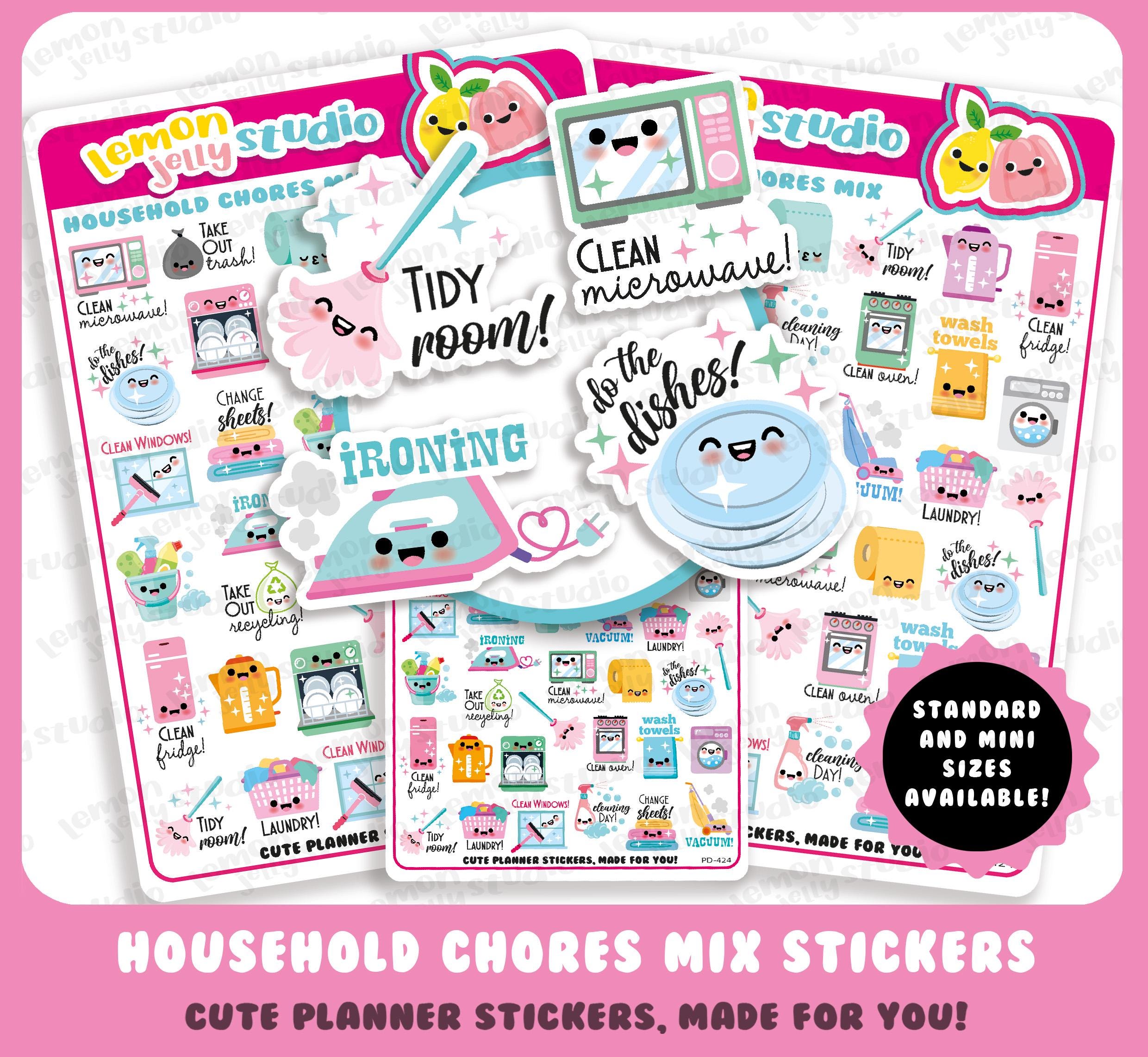 37 Cute Household Chores Mix Planner Stickers - Etsy