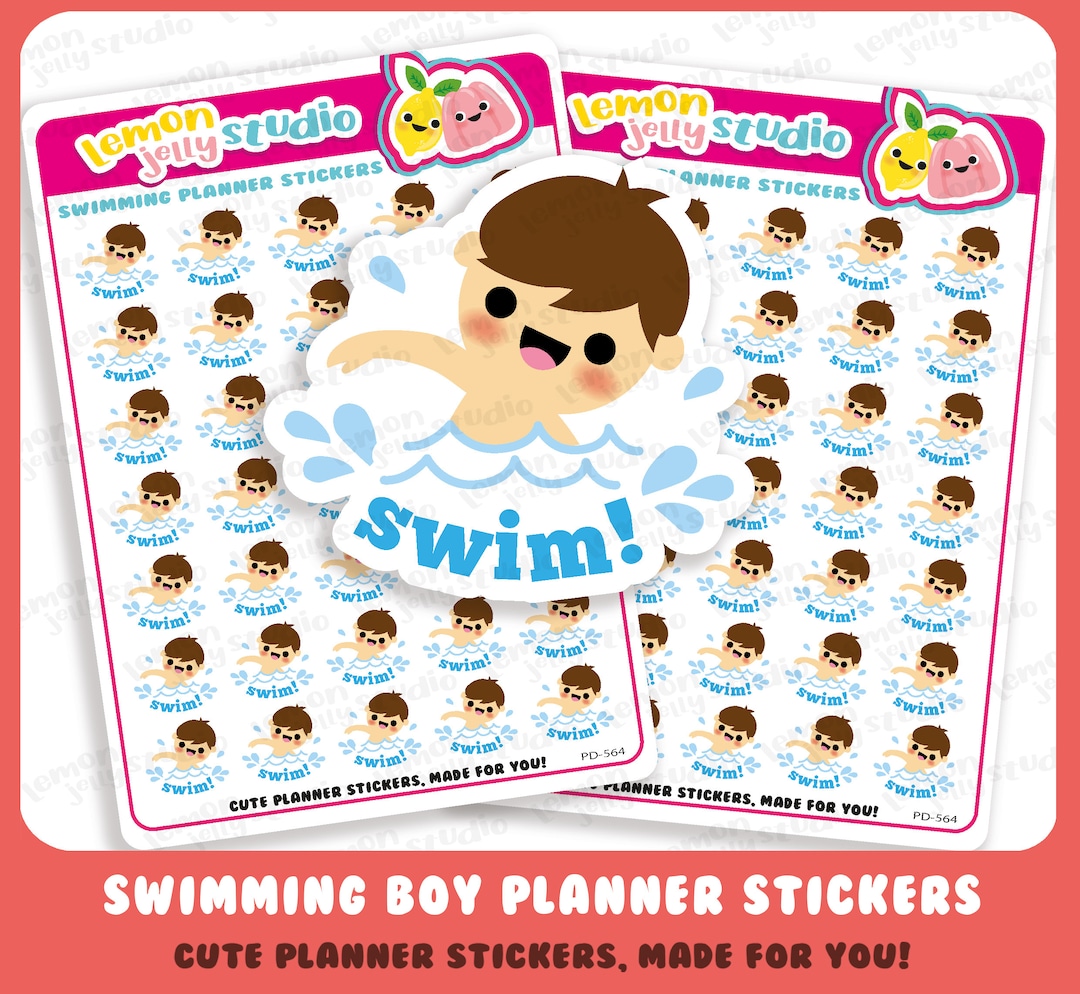 35 Cute Swim/swimming Boy Planner Stickers - Etsy