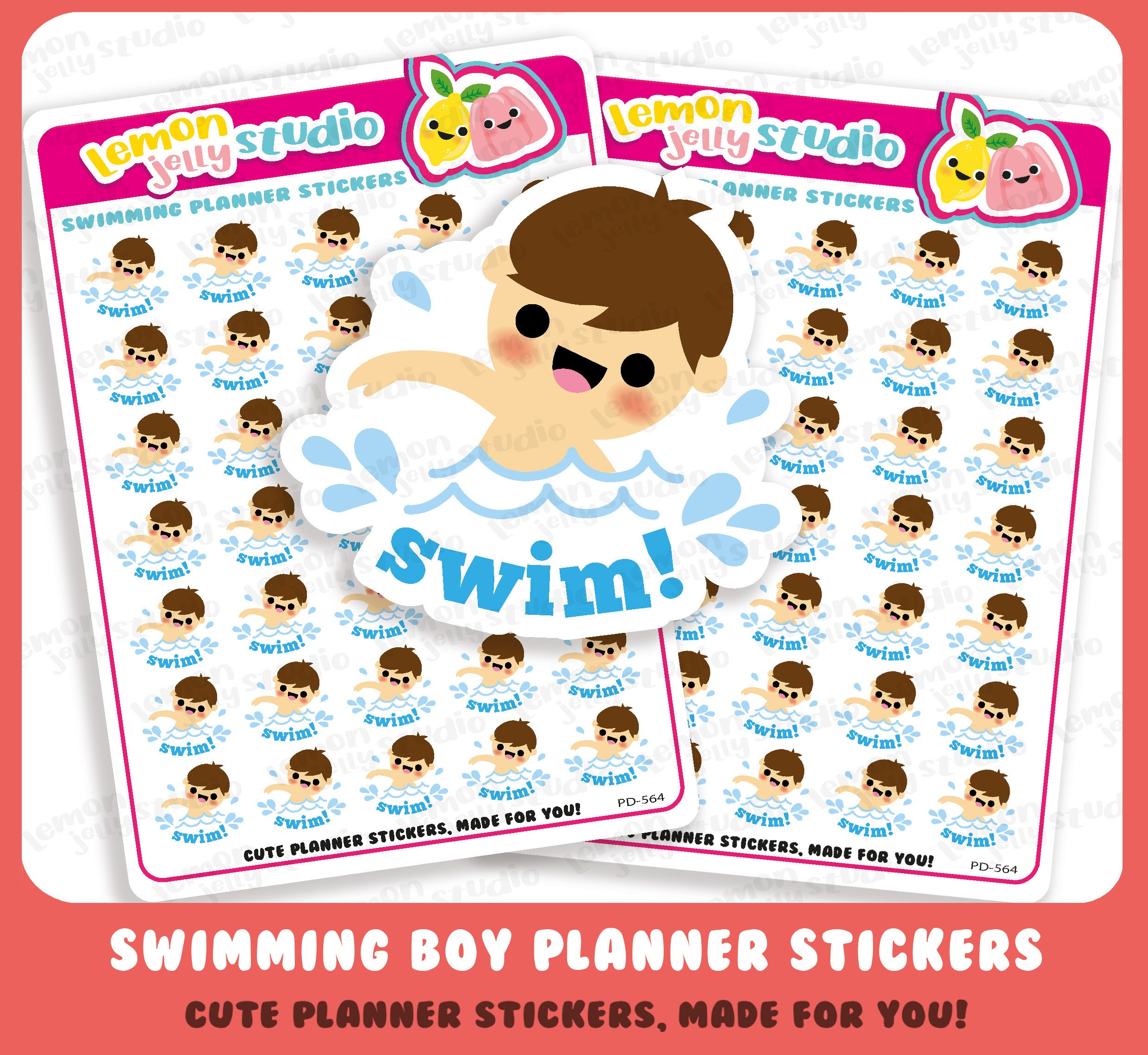 35 Cute Swim/swimming Boy Planner Stickers - Etsy