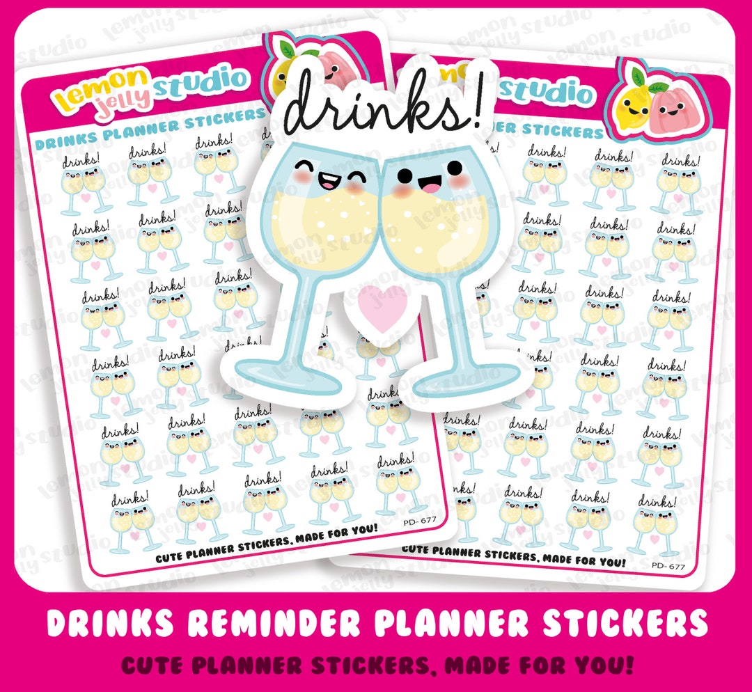 30 Cute Drinks Reminder Planner Stickers - Etsy
