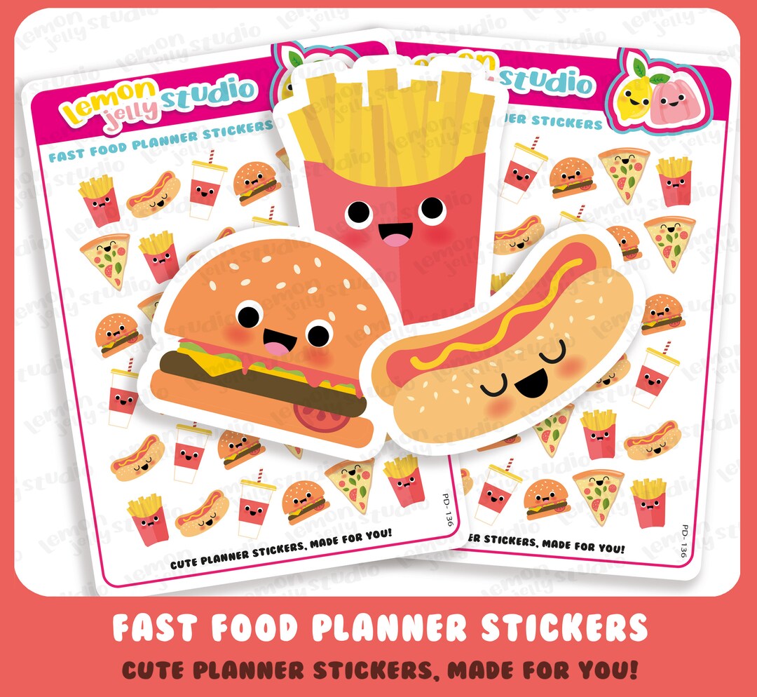 36 Cute Fast Food Planner Stickers - Etsy