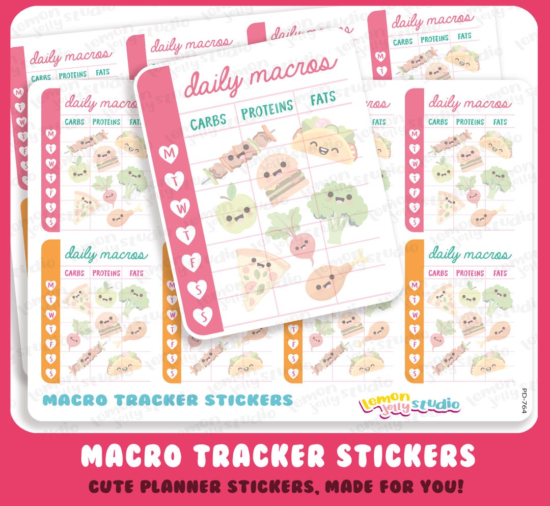 8 Cute Macro Tracker/counter Planner Stickers - Etsy